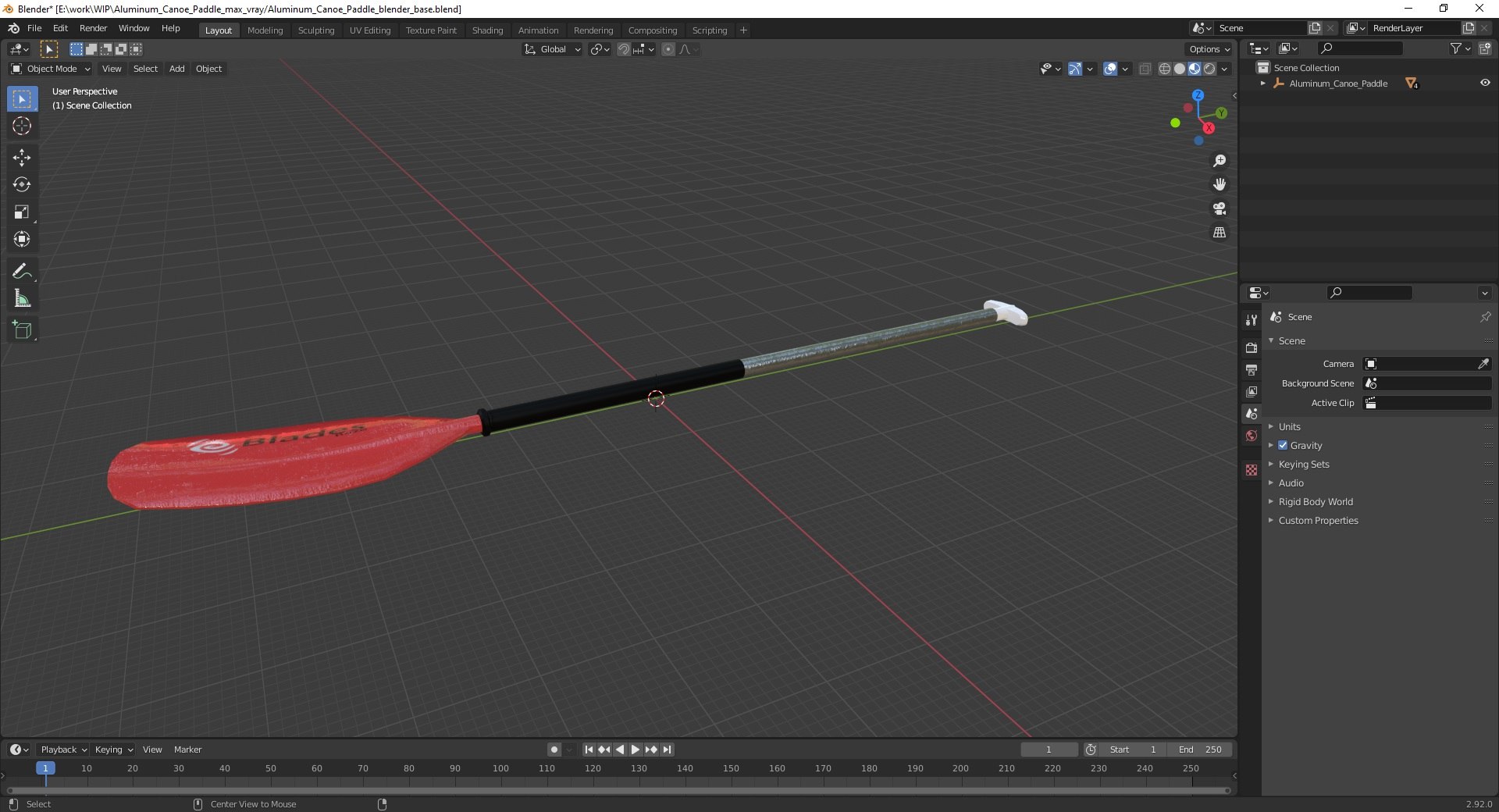 Aluminum Canoe Paddle 3D Model - TurboSquid 2215052