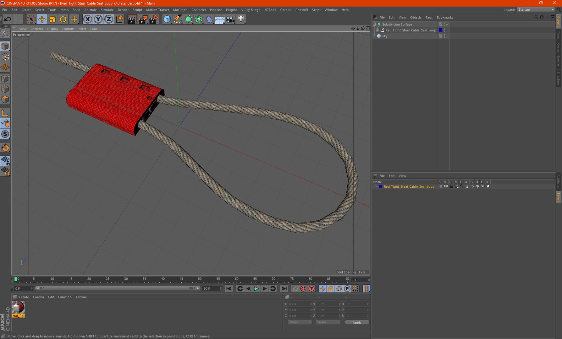 3D Red Tight Steel Cable Seal Loop Model - TurboSquid 2049066