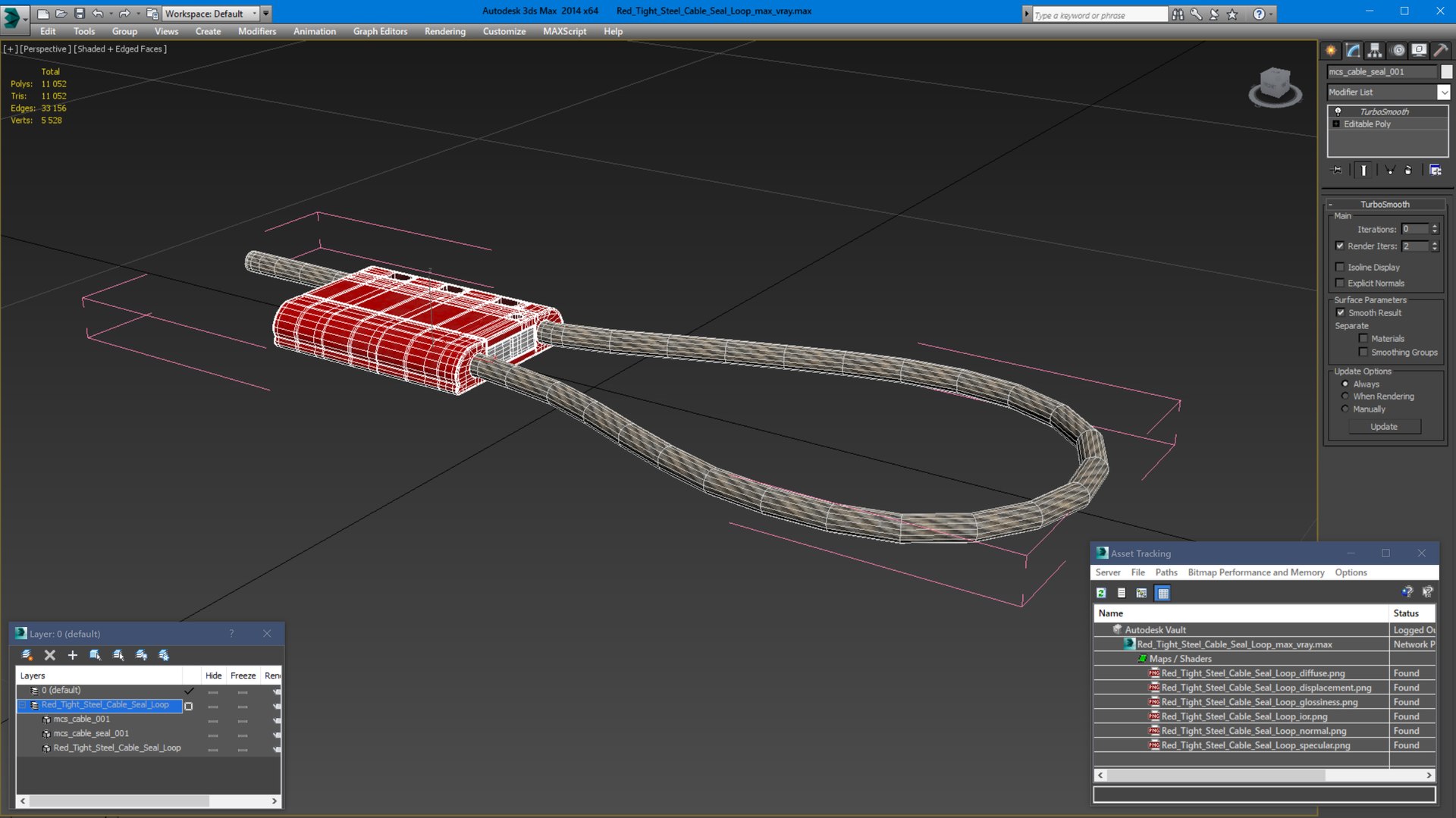 3D Red Tight Steel Cable Seal Loop Model - TurboSquid 2049066