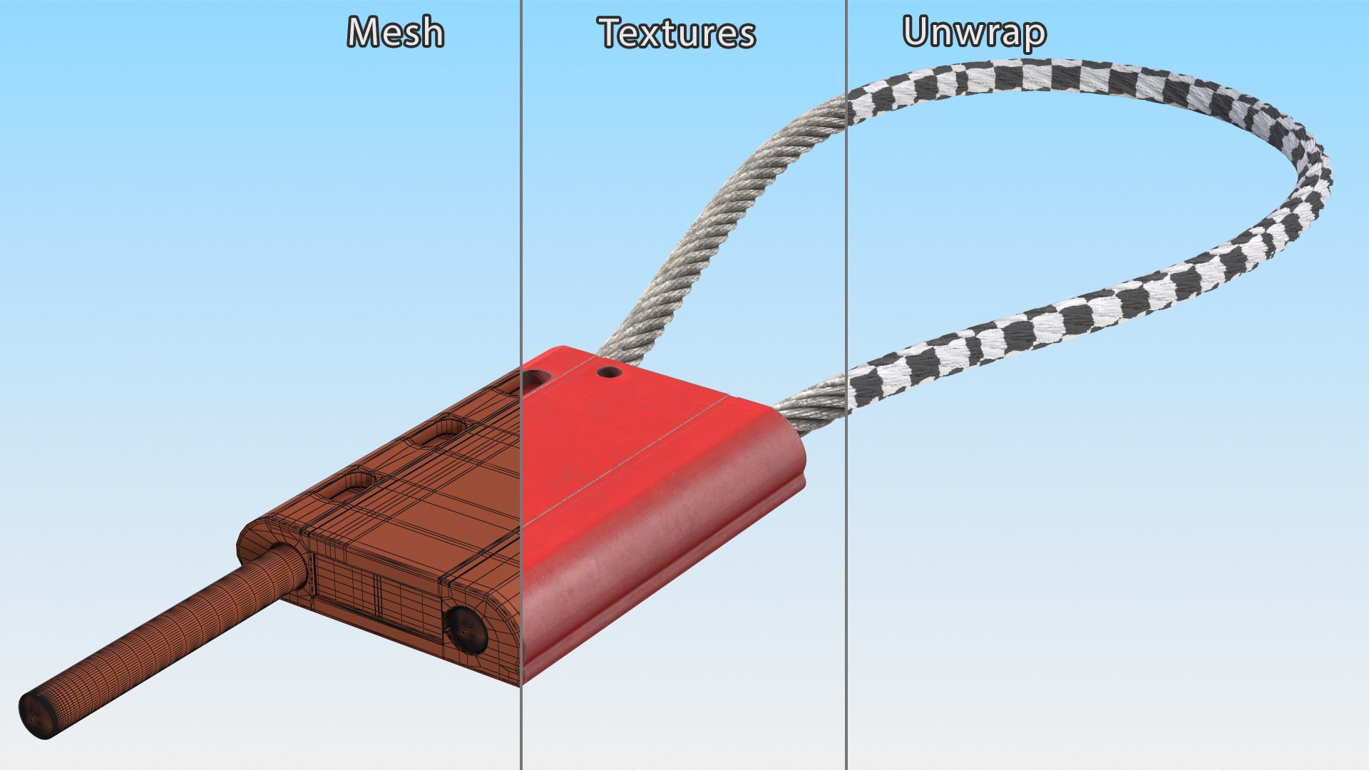 3D Red Tight Steel Cable Seal Loop Model - TurboSquid 2049066