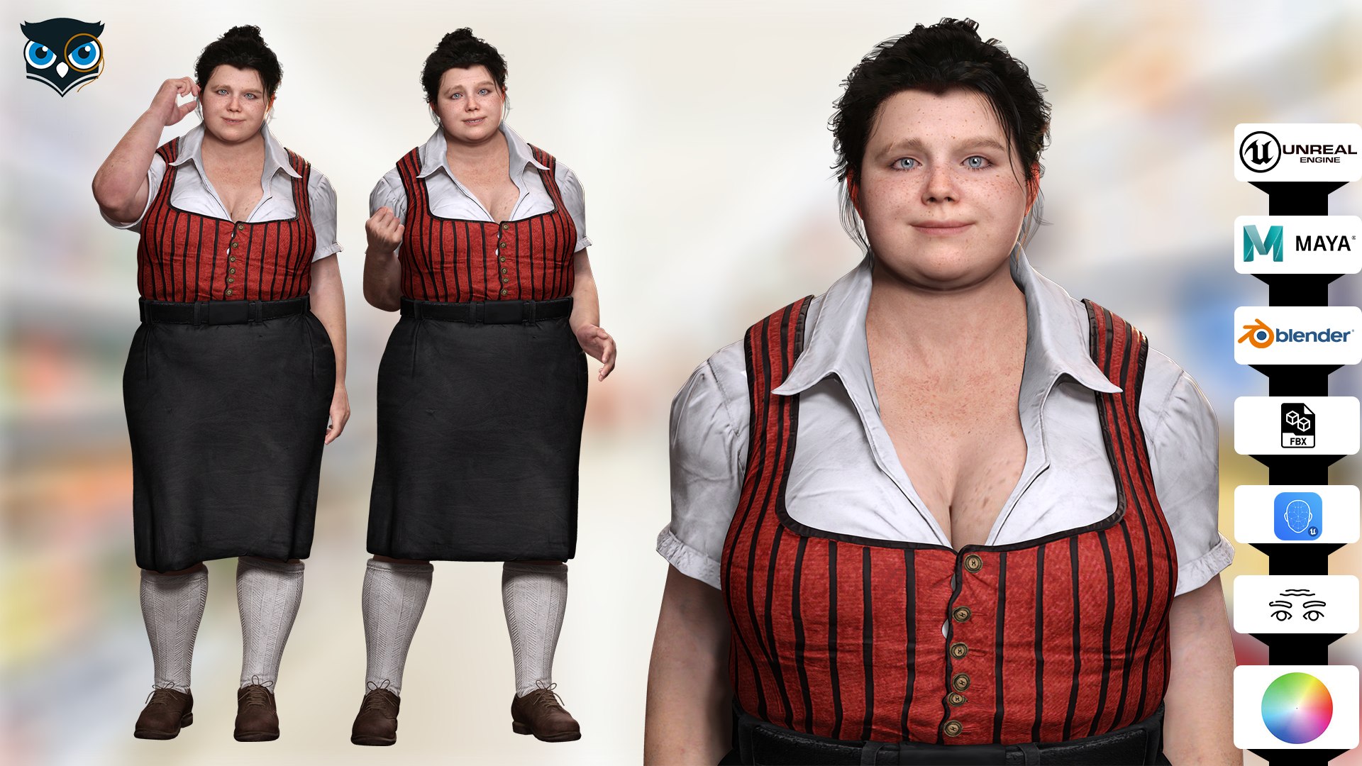 3D Marketplace Vendor Or Innkeeper Realistic 3D Model Model ...