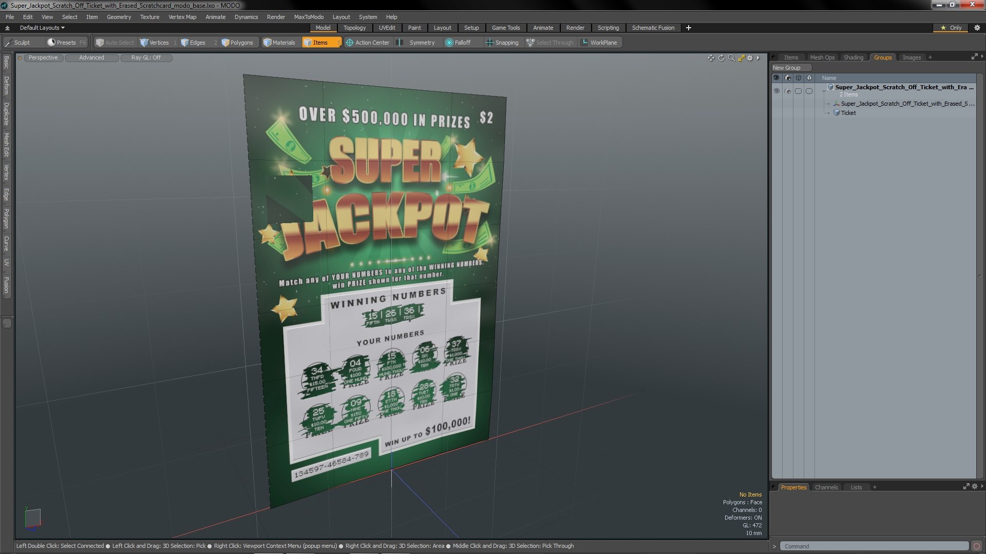 3D Super Jackpot Scratch Off Ticket With Erased Scratchcard ...