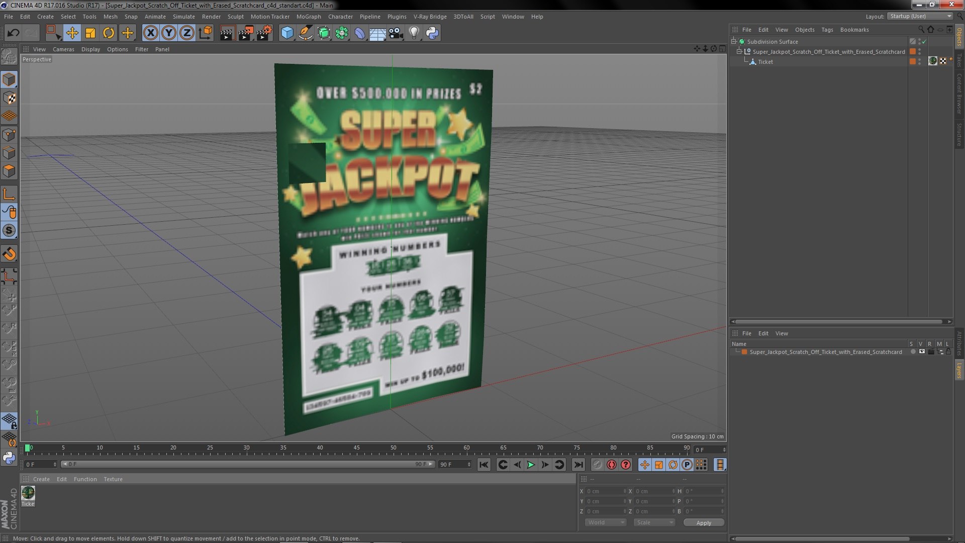 3D Super Jackpot Scratch Off Ticket With Erased Scratchcard ...