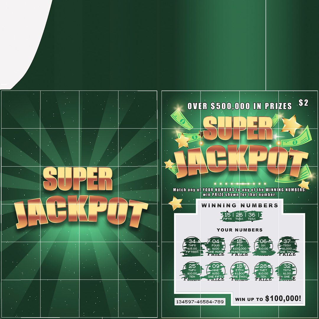 3D Super Jackpot Scratch Off Ticket With Erased Scratchcard ...