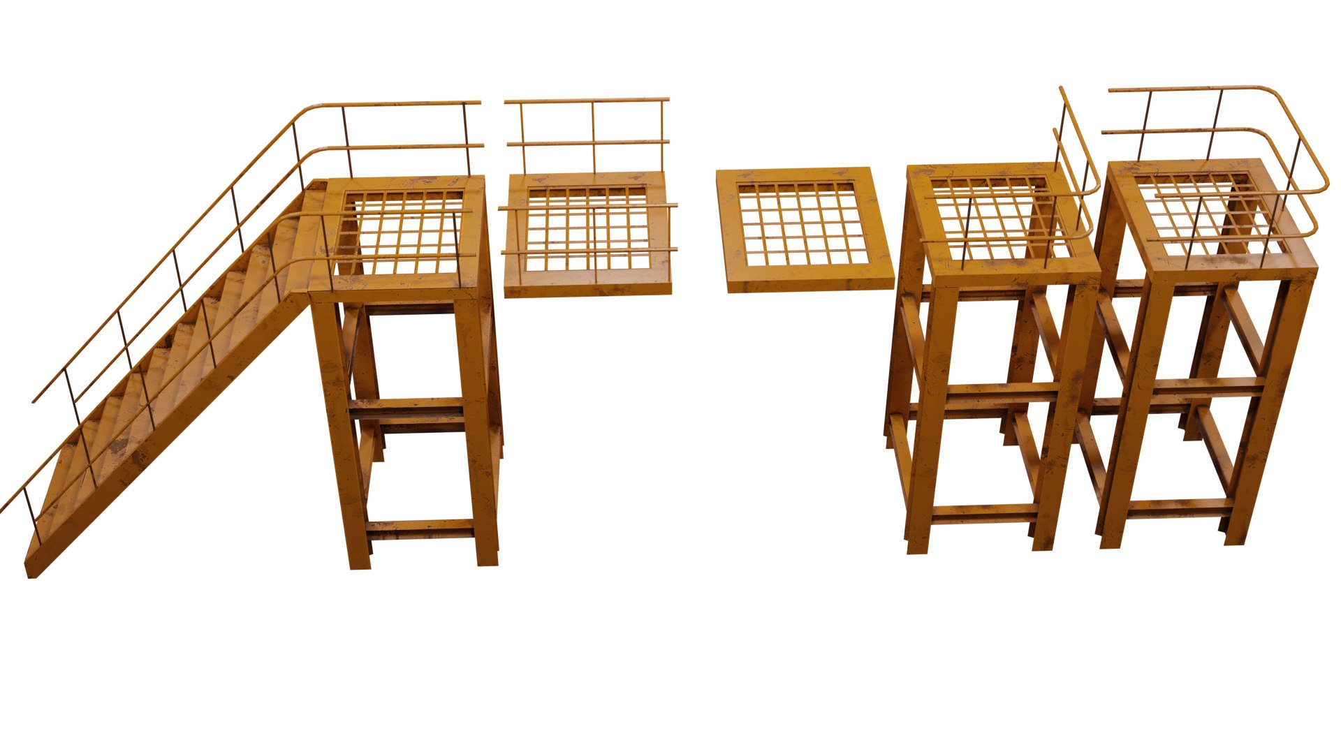 Industrial Modular Catwalk And Stairs And 3 Skins Model - TurboSquid ...