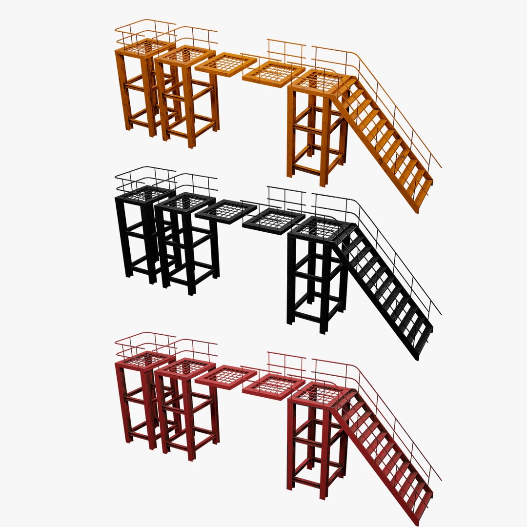 Industrial Modular Catwalk And Stairs And 3 Skins Model - TurboSquid ...