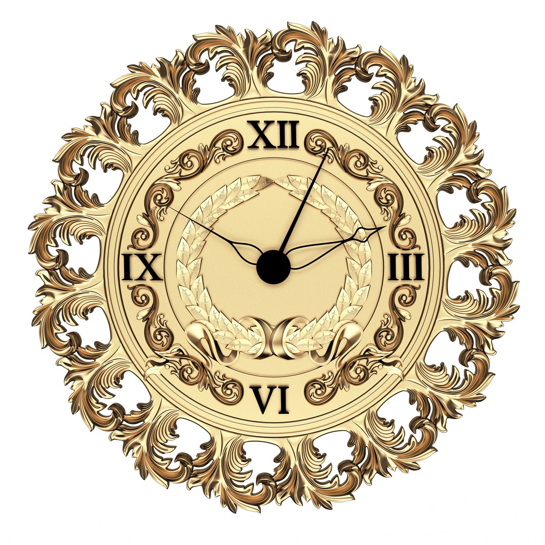 3D Model Classic Wall Clock 012 Gold - TurboSquid 2137725