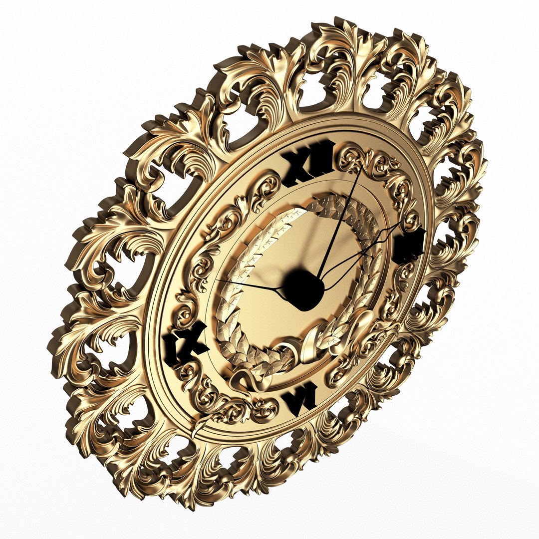 3D model Classic Wall Clock 012 Gold - TurboSquid 2137725