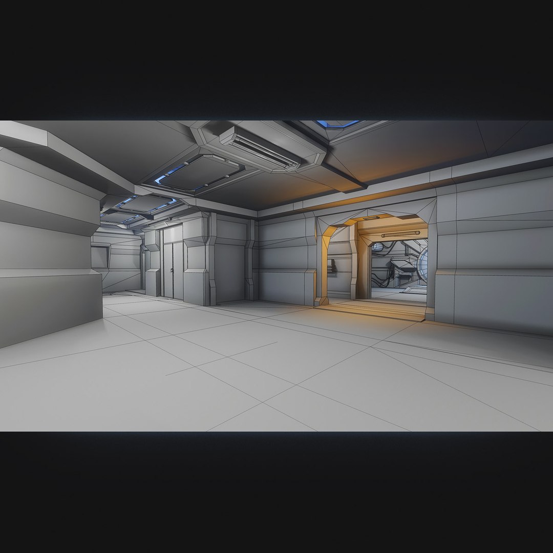 3ds Max Sci-fi Interior Scene