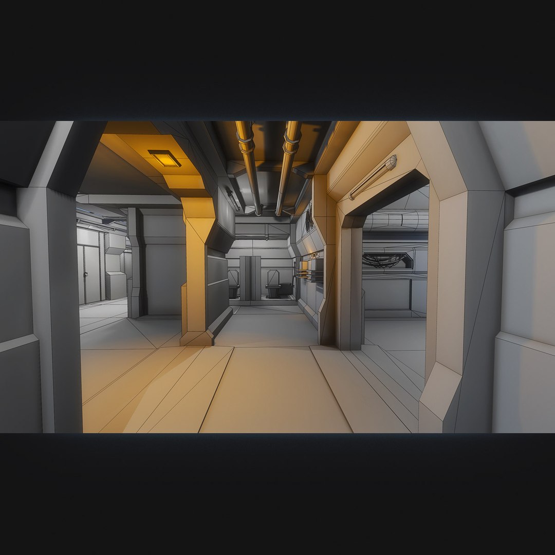 3ds Max Sci-fi Interior Scene