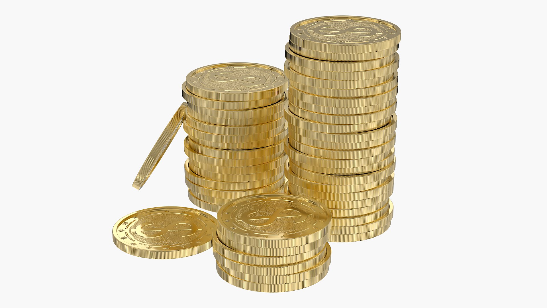Dollar Gold Coin Stack 2 Model - TurboSquid 2275245