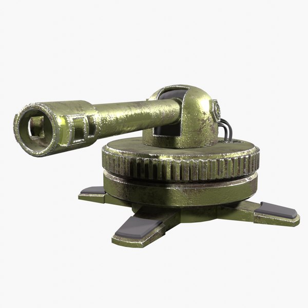 Turret Gun Turnable Rigged Green Low-Poly for Games 3D - TurboSquid 1786593