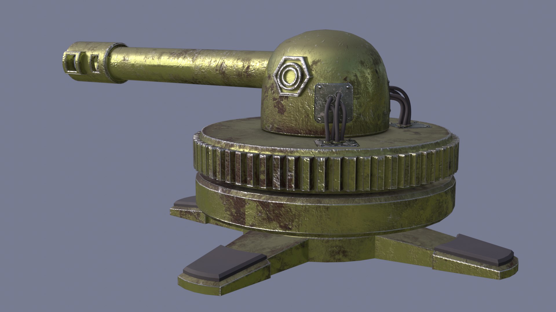 Turret Gun Turnable Rigged Green Low-Poly For Games 3D - TurboSquid 1786593