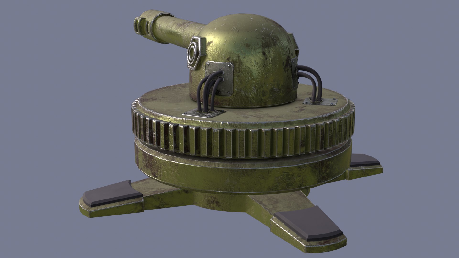 Turret Gun Turnable Rigged Green Low-Poly For Games 3D - TurboSquid 1786593