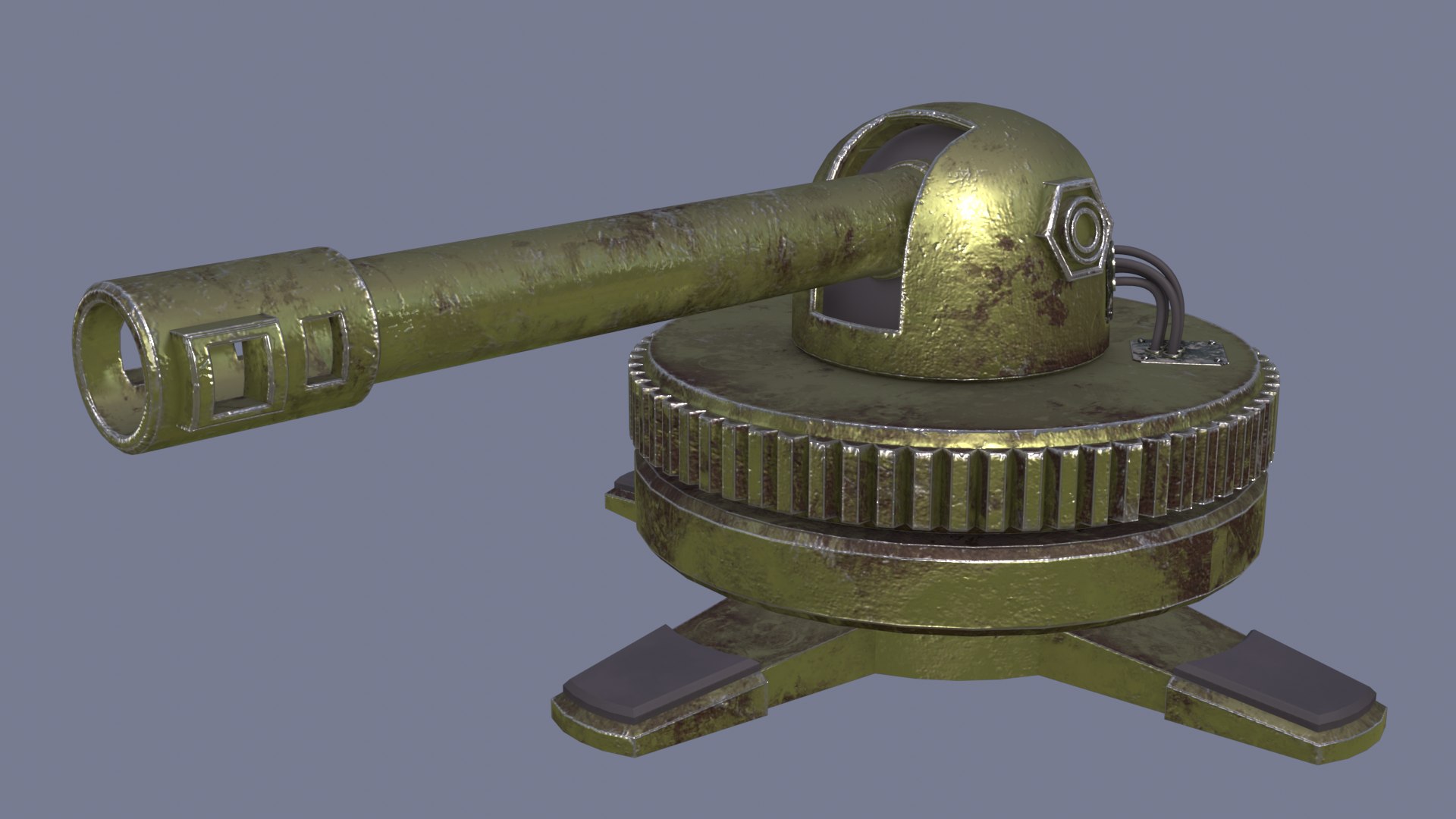 Turret Gun Turnable Rigged Green Low-Poly for Games 3D - TurboSquid 1786593