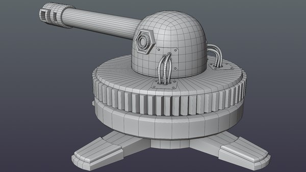Turret Gun Turnable Rigged Green Low-Poly for Games 3D - TurboSquid 1786593