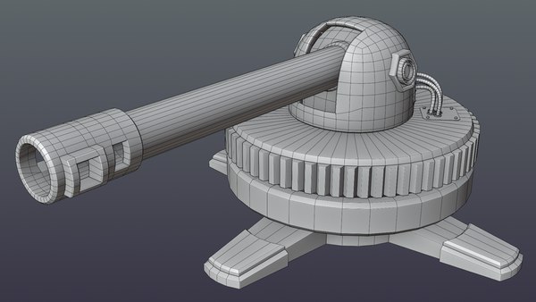Turret Gun Turnable Rigged Green Low-Poly for Games 3D - TurboSquid 1786593