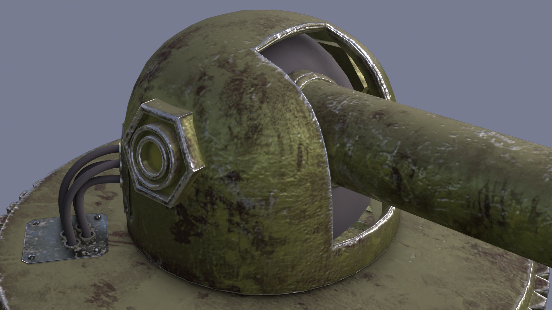 Turret Gun Turnable Rigged Green Low-Poly For Games 3D - TurboSquid 1786593
