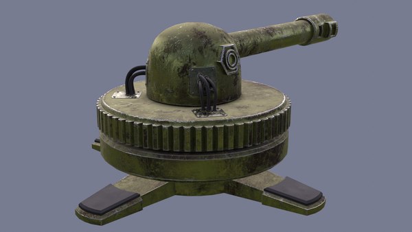 Turret Gun Turnable Rigged Green Low-Poly for Games 3D - TurboSquid 1786593