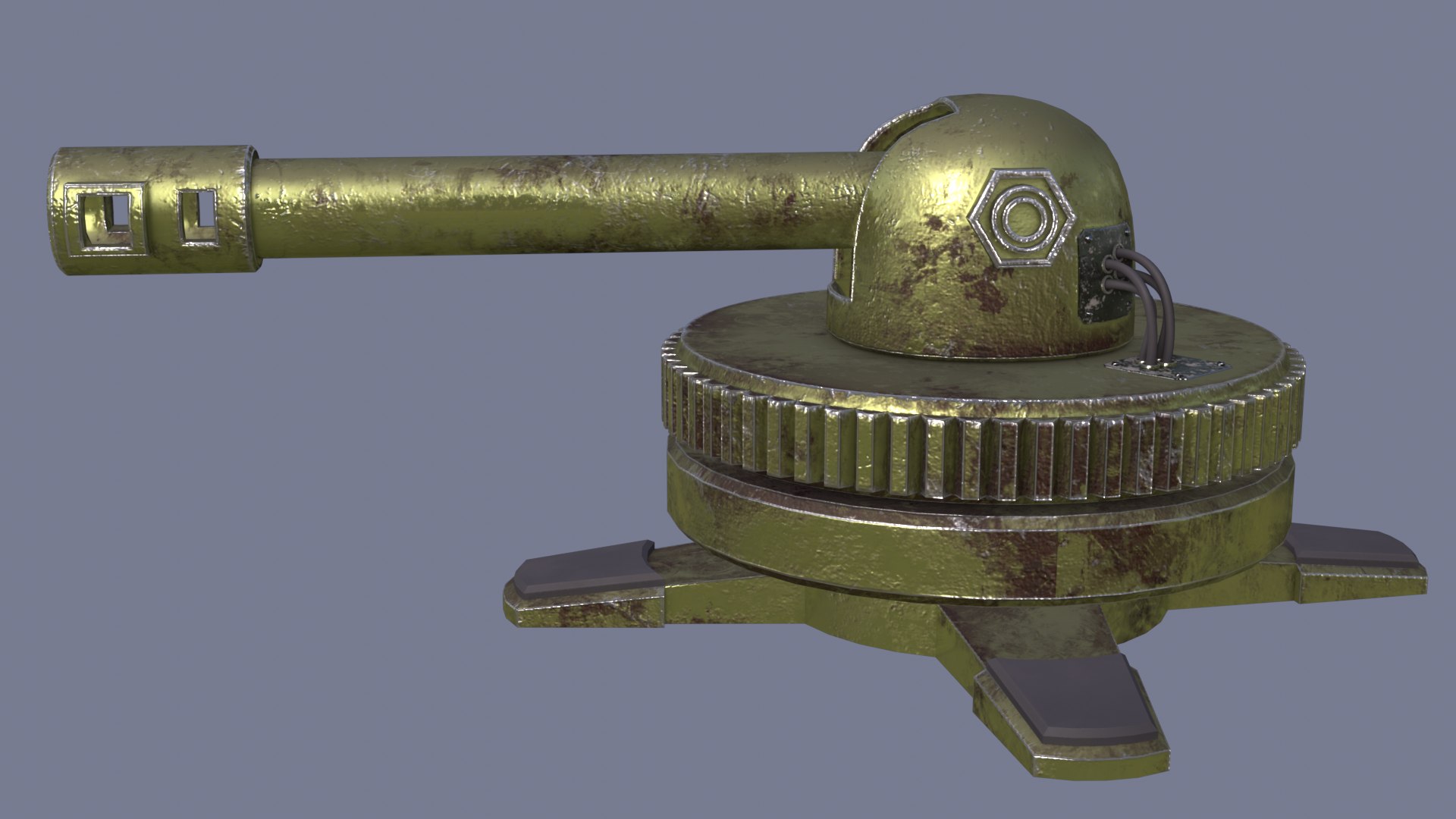 Turret Gun Turnable Rigged Green Low-Poly For Games 3D - TurboSquid 1786593