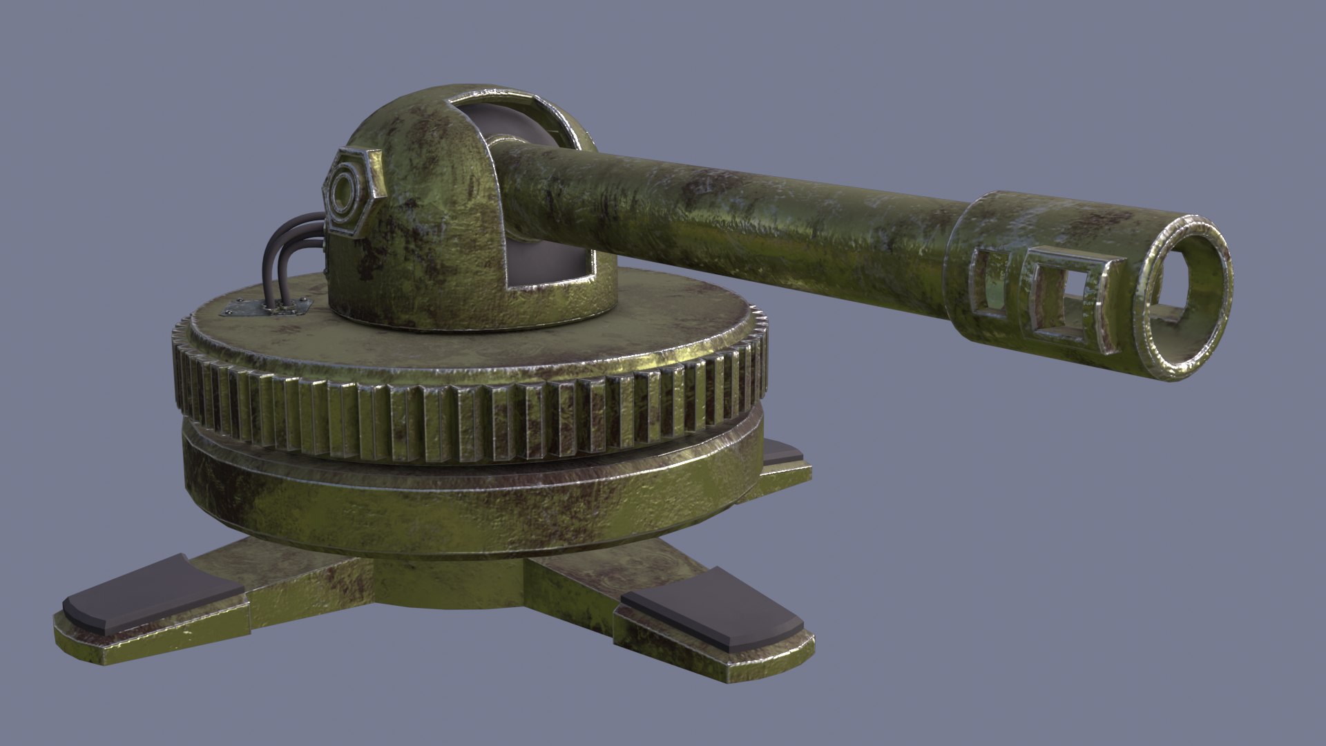 Turret Gun Turnable Rigged Green Low-Poly For Games 3D - TurboSquid 1786593
