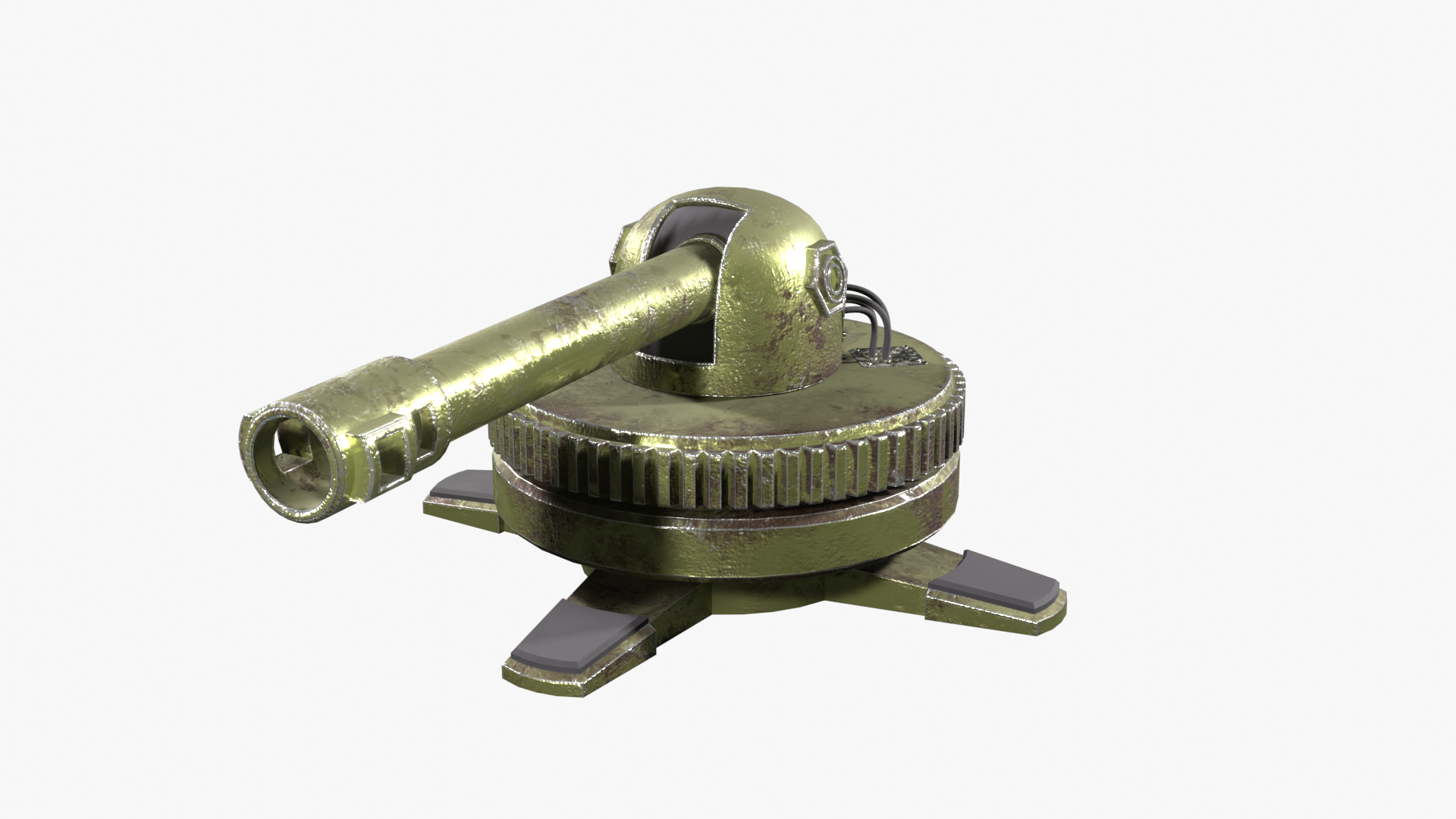 Turret Gun Turnable Rigged Green Low-Poly For Games 3D - TurboSquid 1786593