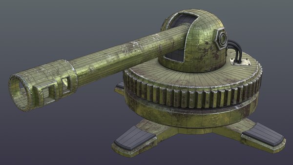 Turret Gun Turnable Rigged Green Low-Poly for Games 3D - TurboSquid 1786593