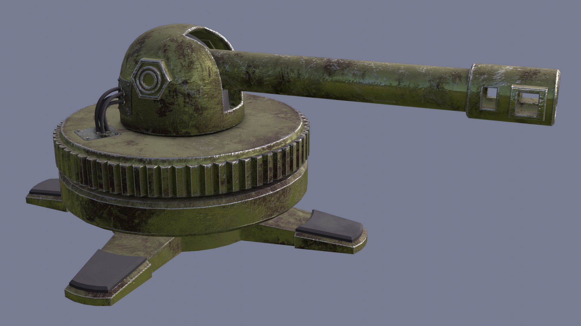 Turret Gun Turnable Rigged Green Low-Poly For Games 3D - TurboSquid 1786593