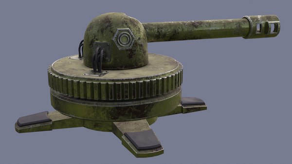 Turret Gun Turnable Rigged Green Low-Poly for Games 3D - TurboSquid 1786593