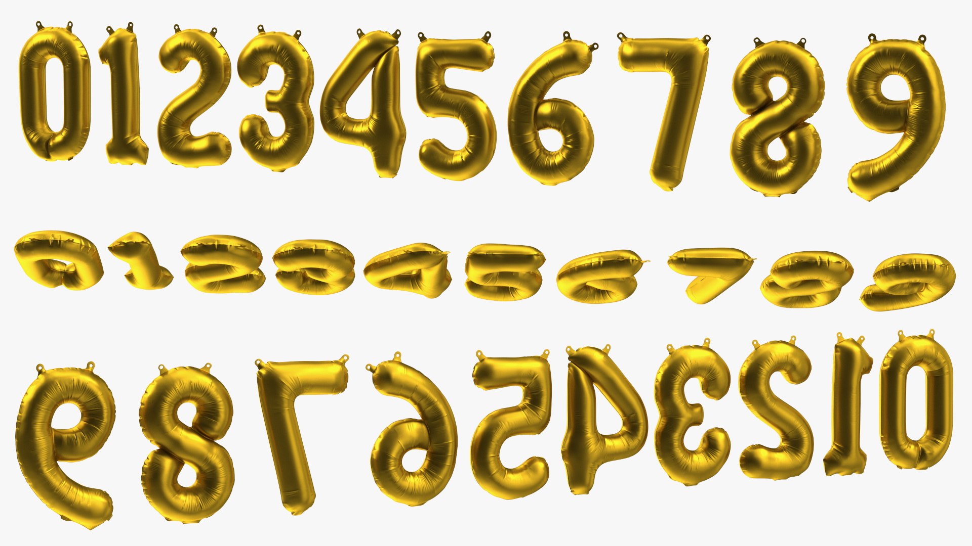 3D Balloon Numbers Set Matte Gold - TurboSquid 1826110