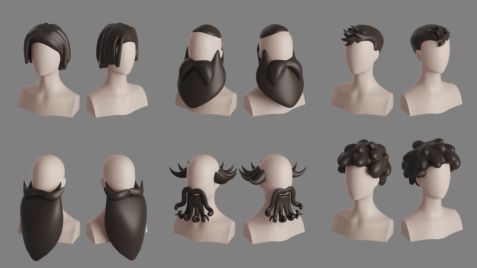 3D Model Stylised Hair Collection V 04 - TurboSquid 2333044