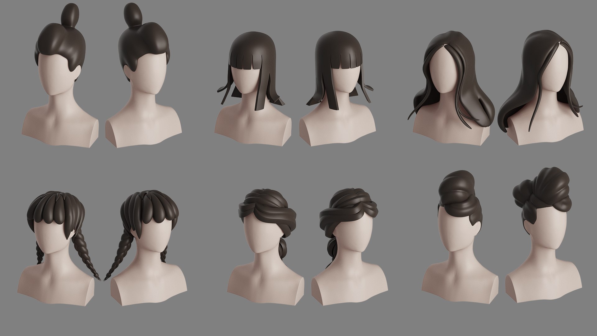 3D Model Stylised Hair Collection V 04 - TurboSquid 2333044