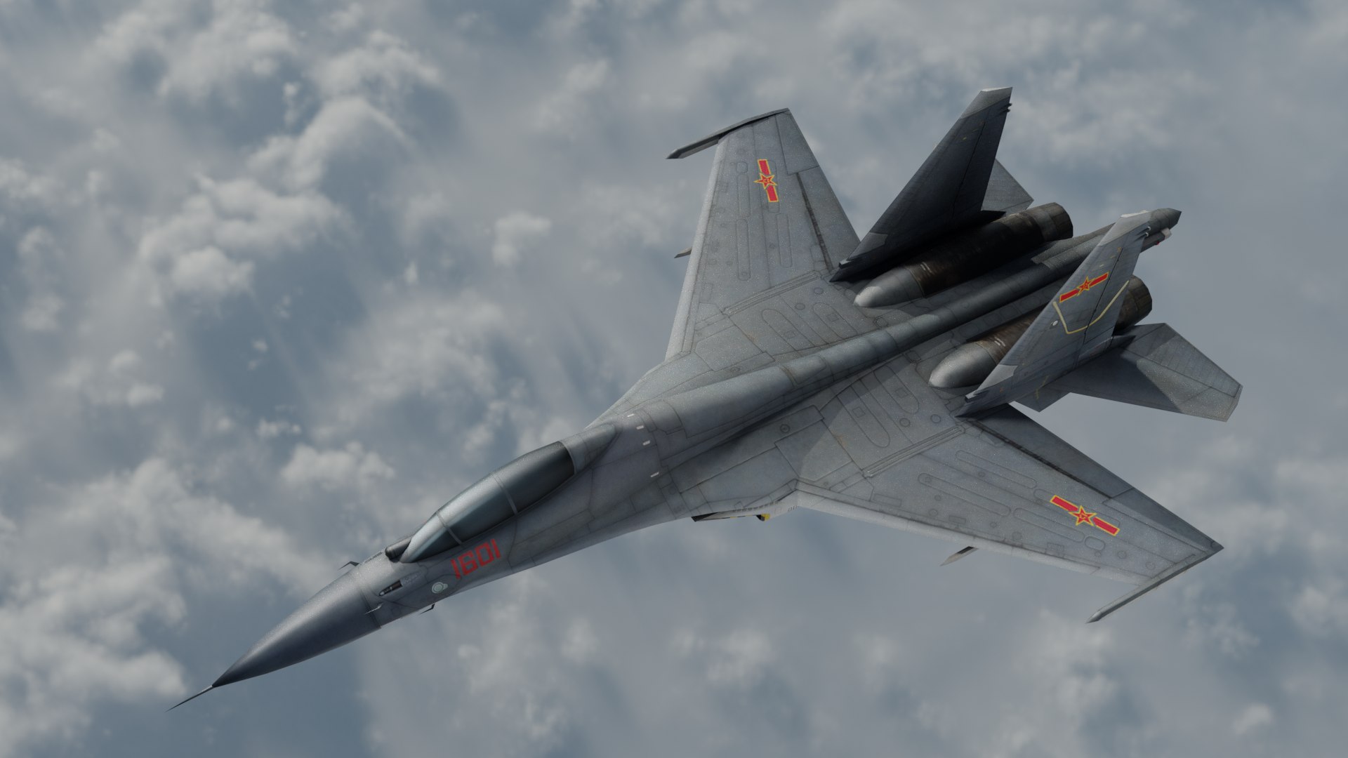 3D Chinese J16 Fighter Jet Hand Painted Low-poly Game Model ...