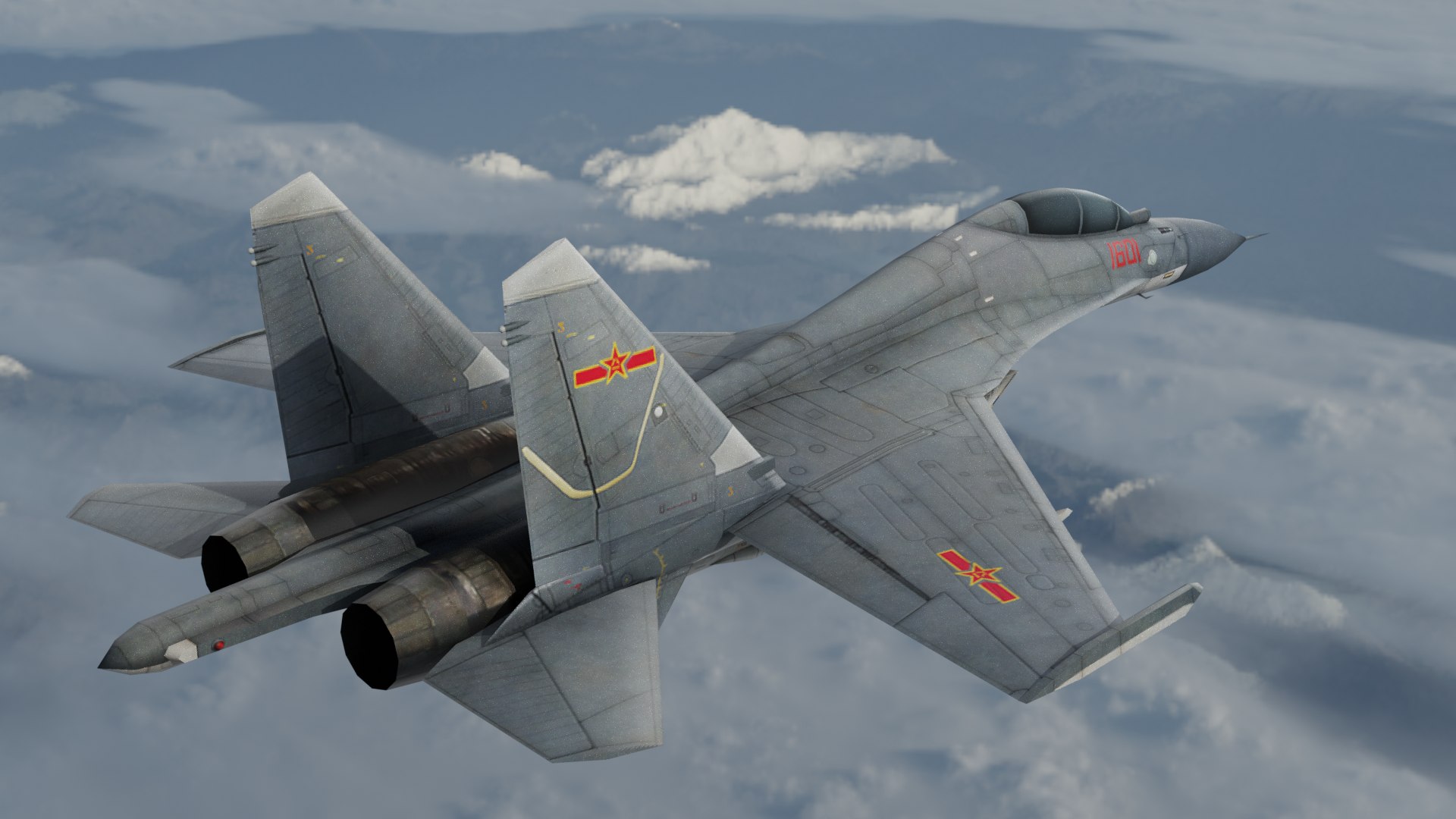 3D Chinese J16 Fighter Jet Hand Painted Low-poly Game Model ...