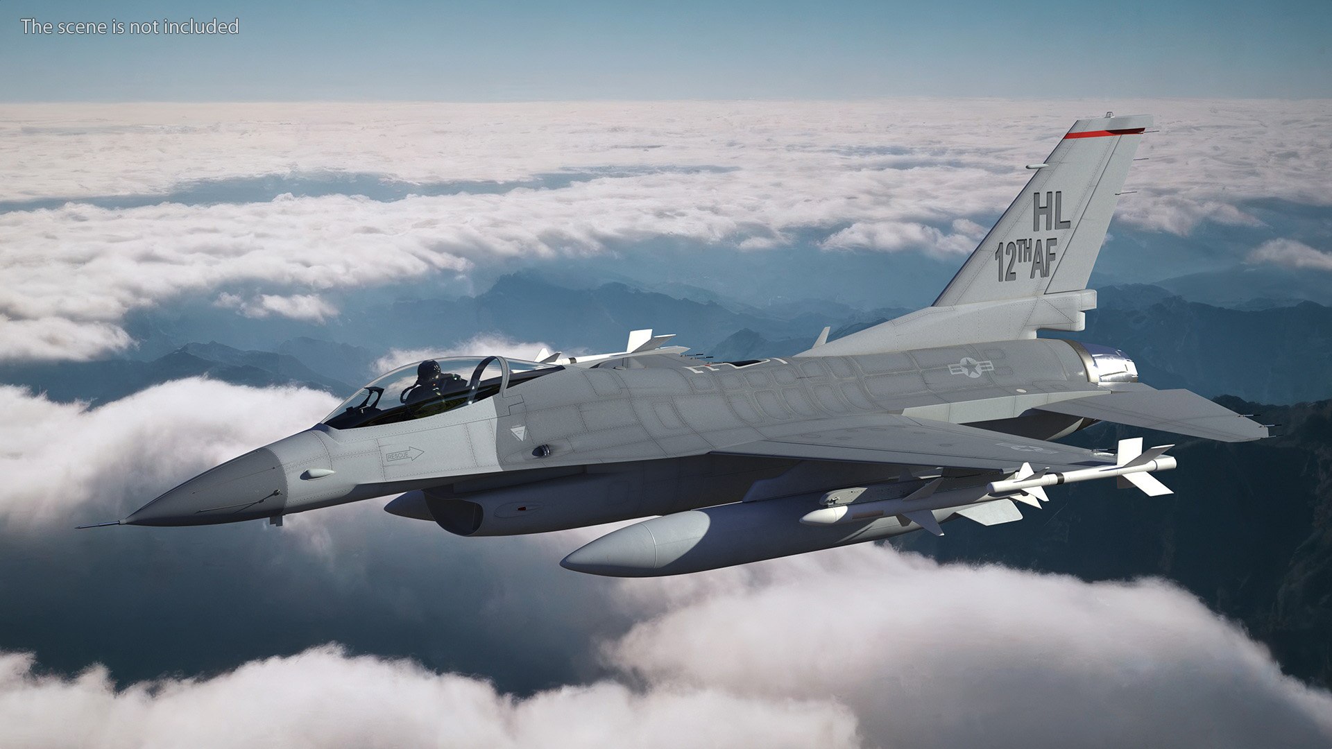 3D Fighter F-16 With Pilot And Missile Launcher LAU-129 Model ...