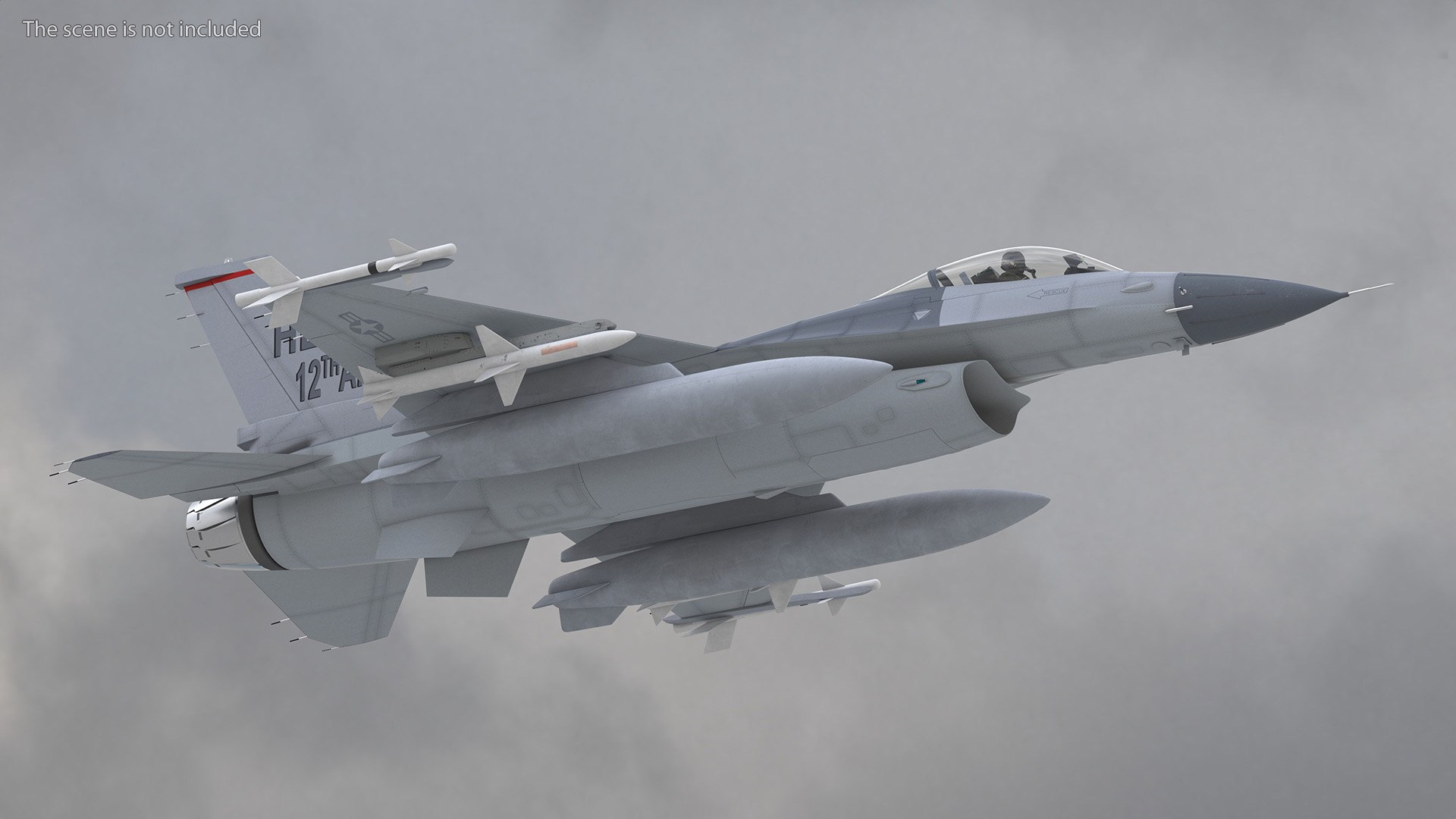 3D Fighter F-16 With Pilot And Missile Launcher LAU-129 Model ...