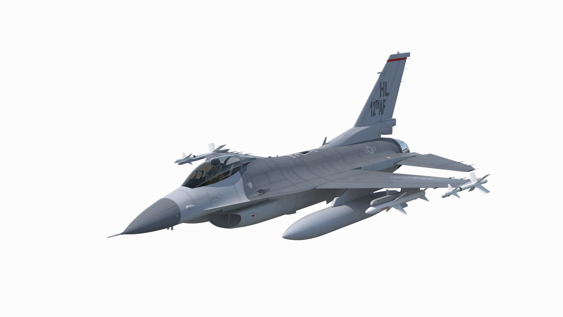 3D Fighter F-16 With Pilot And Missile Launcher LAU-129 Model ...