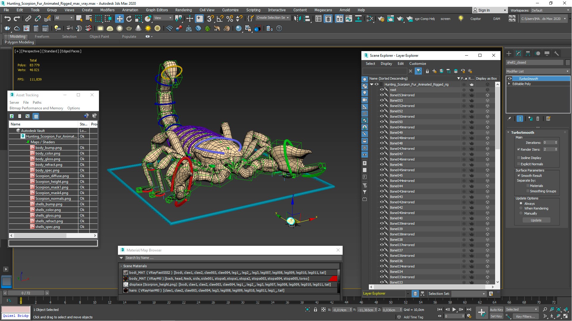 Hunting Scorpion Fur Animated Rigged 3D Model - TurboSquid 2407504