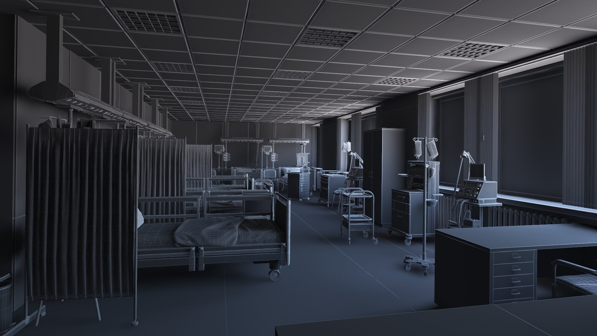 Hospital Patient Ward Room 7 3D Model - TurboSquid 2012634