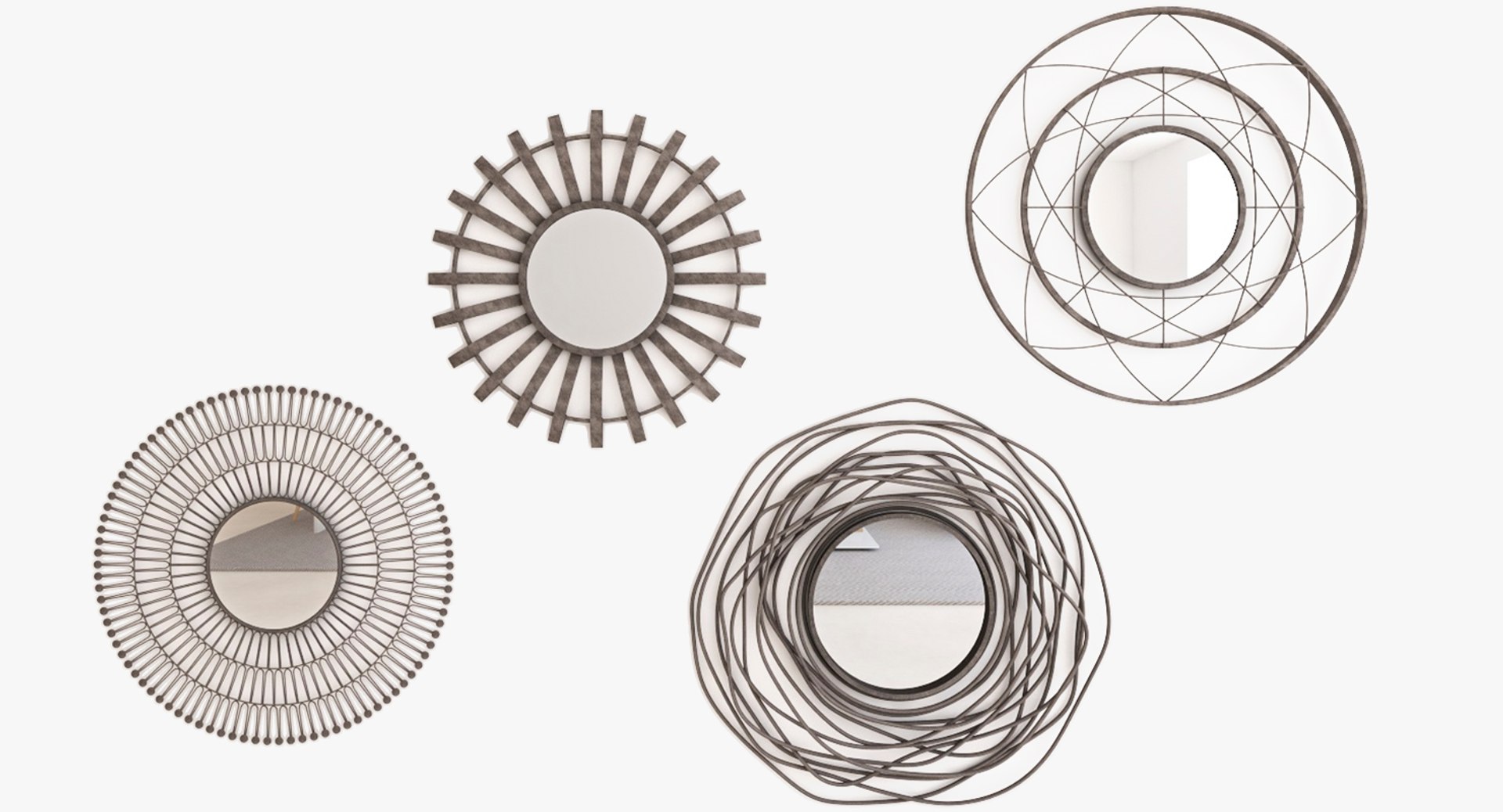 Modern 4 Mirrors 3D Model - TurboSquid 1193681