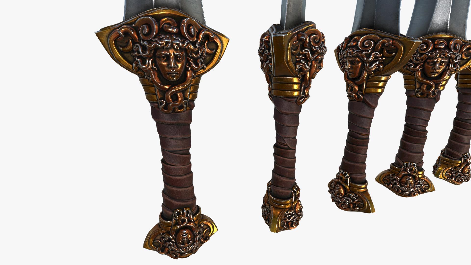 3D Fantasy Sword RPG Greek Xiphos Knife One Handed Machete Sword Blade ...