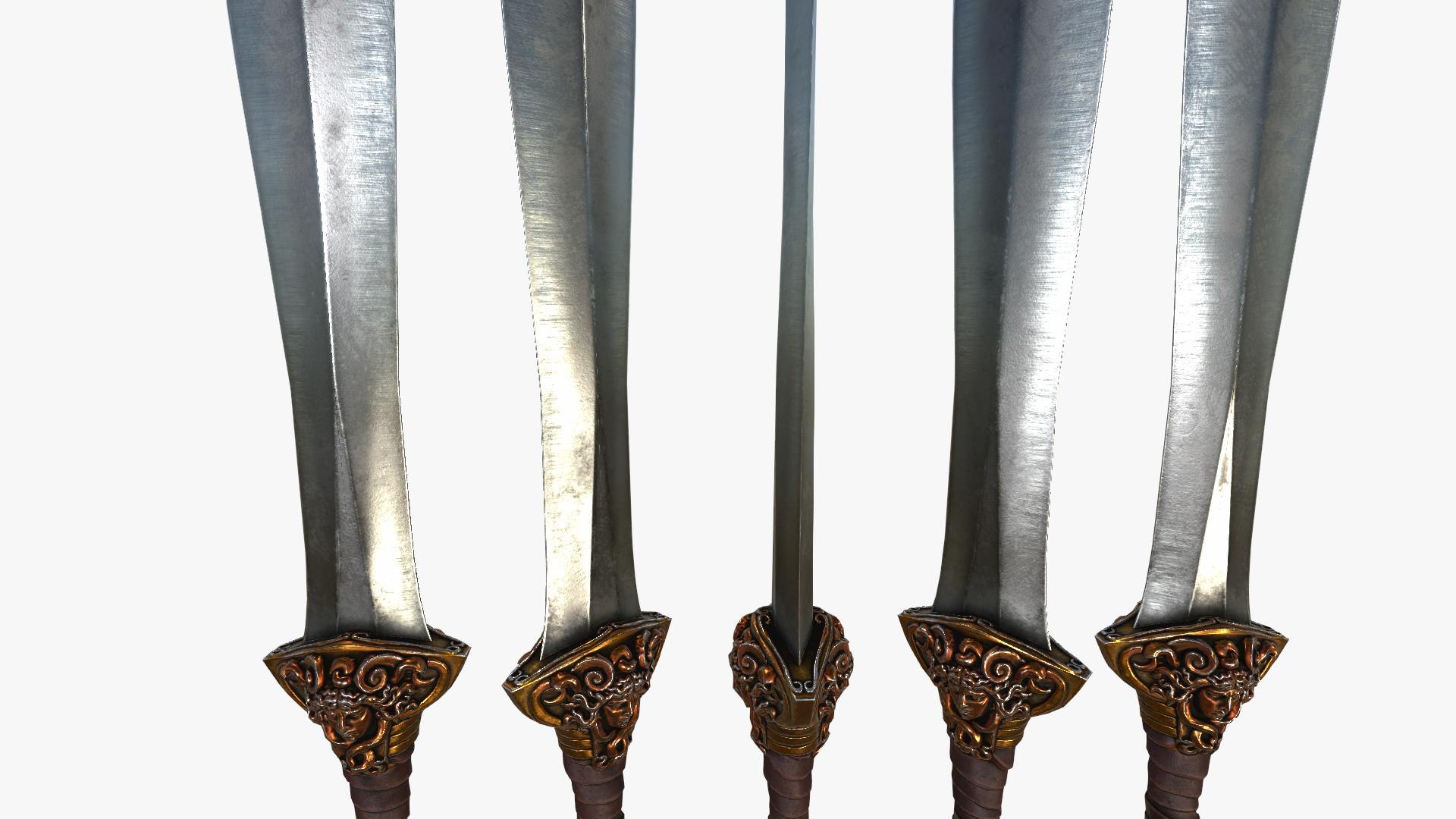 3D Fantasy Sword RPG Greek Xiphos Knife One Handed Machete Sword Blade ...