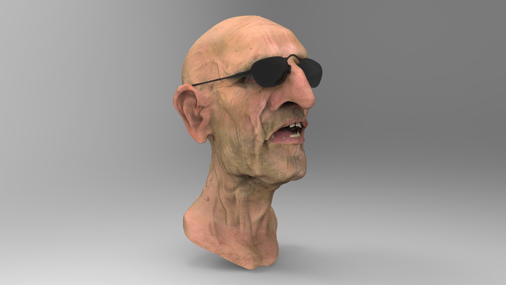 Head Old Man 3d Obj