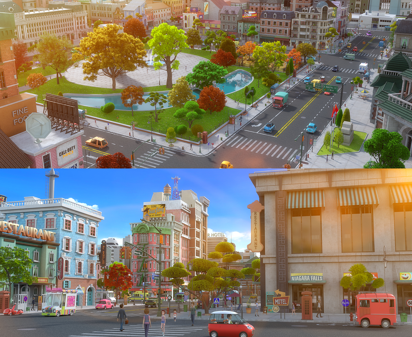 3D model Cartoon City Street Scene V2 - TurboSquid 1819172