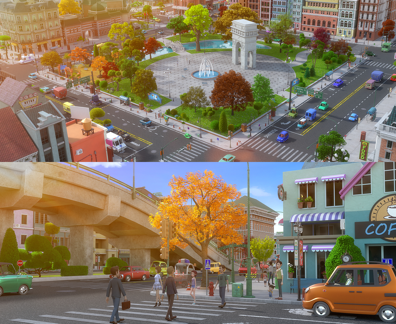 3D model Cartoon City Street Scene V2 - TurboSquid 1819172