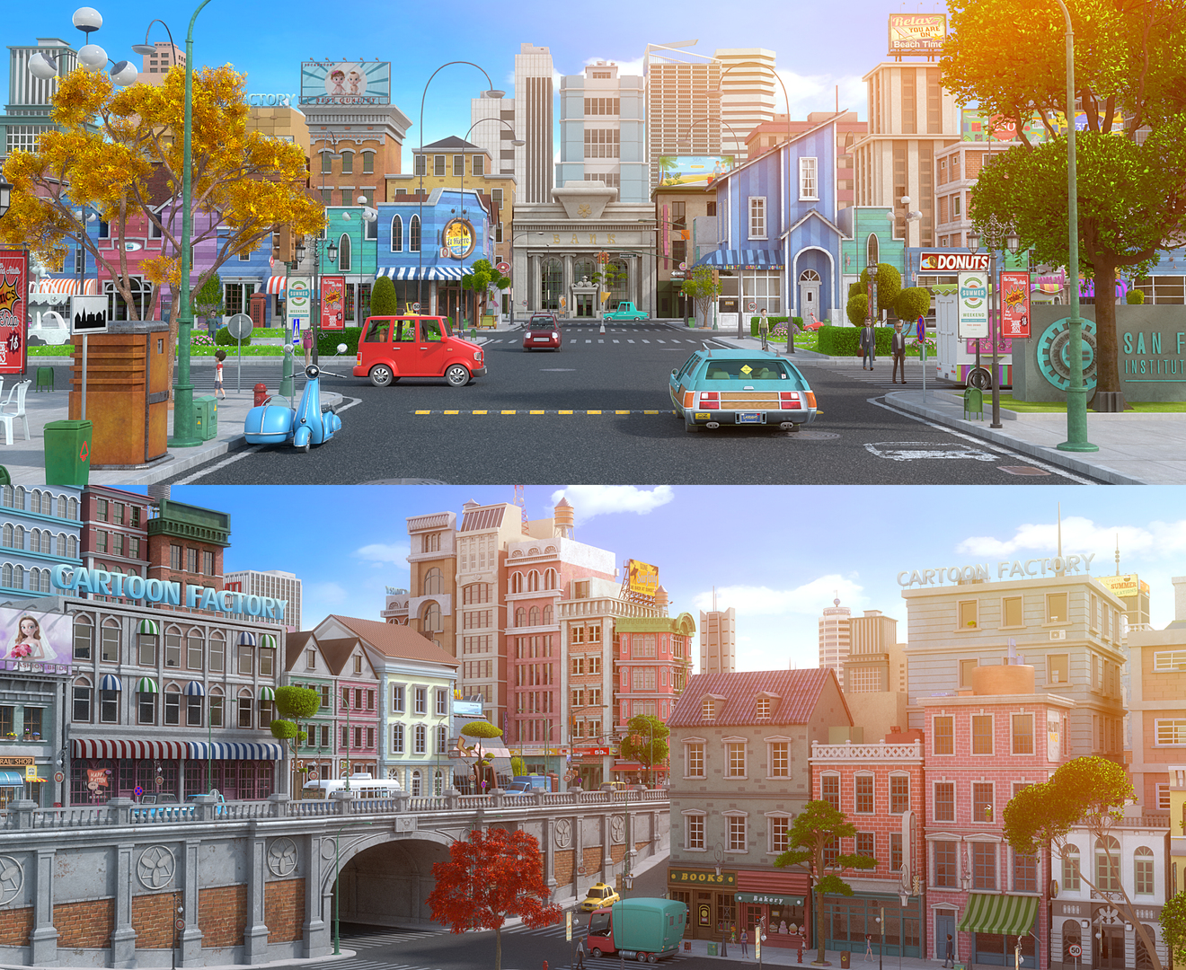 3D model Cartoon City Street Scene V2 - TurboSquid 1819172