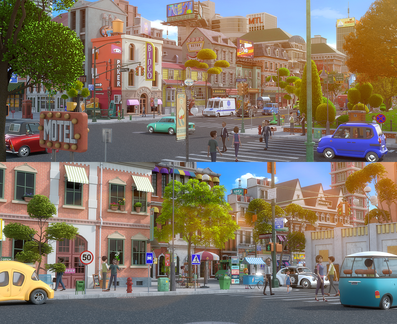 3D model Cartoon City Street Scene V2 - TurboSquid 1819172