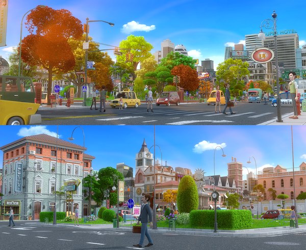 3D model Cartoon City Street Scene V2 - TurboSquid 1819172