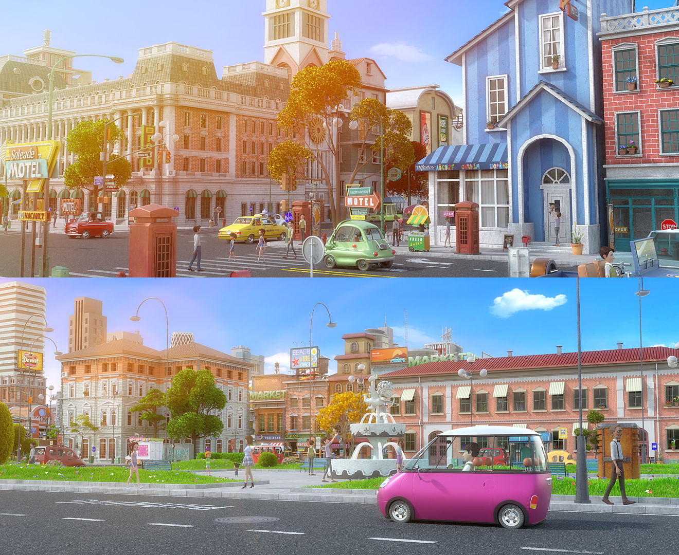 3D model Cartoon City Street Scene V2 - TurboSquid 1819172