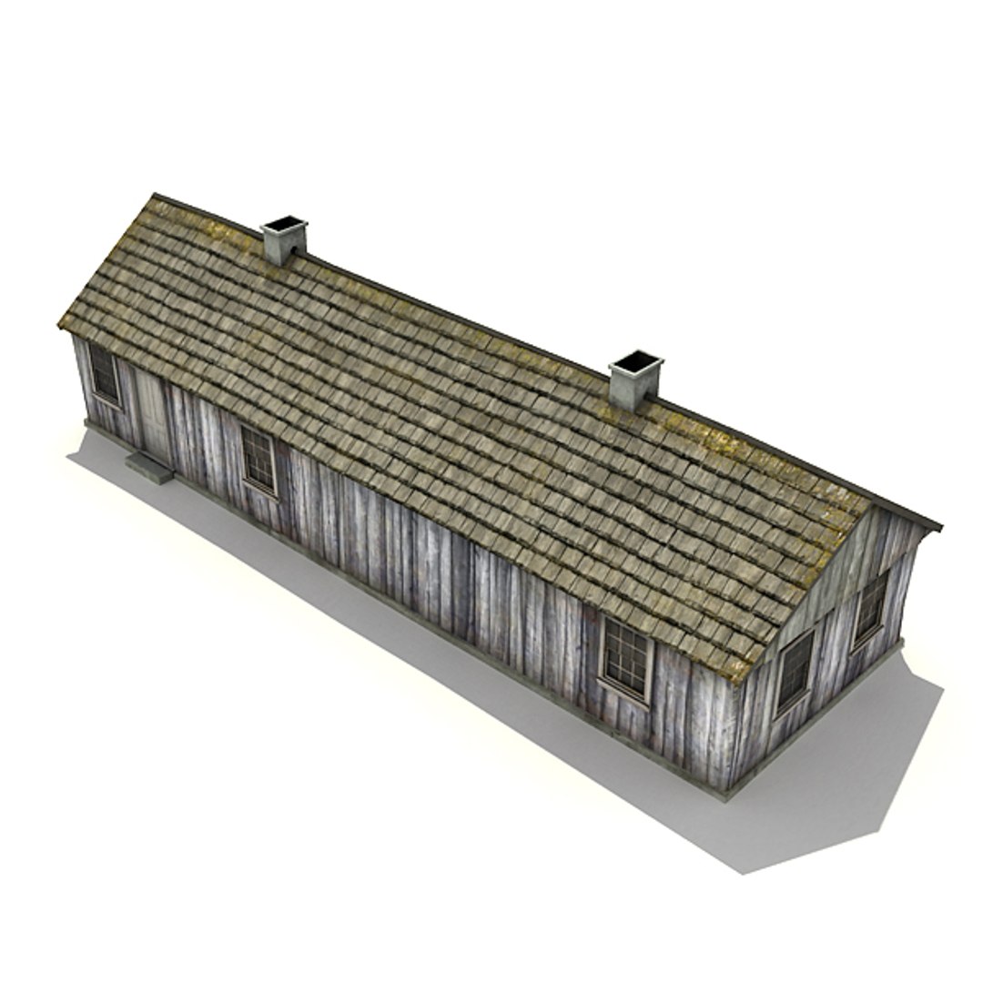 3ds Low-poly Big Barracks